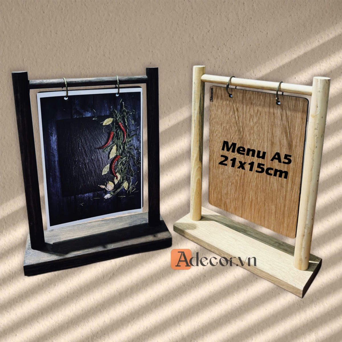 Giá treo menu size A5, Khung gỗ treo menu size A5 đế gỗ Tre - ADECOR ...